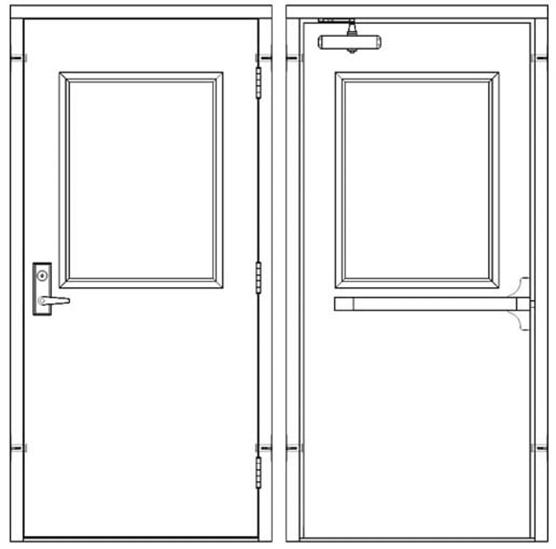 30x 84 Steel Door - 90 Min Fire Rated, Right Hand Reverse Prehung Steel ...